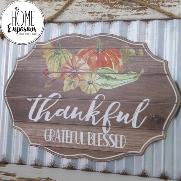 The Home Emporium | Accents | Fall Thankful Grateful Blessed Sign ...